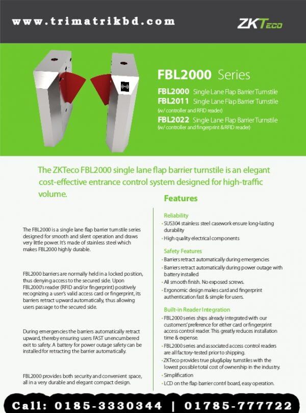 ZKTeco FBL2000 Pro in Bangladesh | ZKTeco FBL2000 Pro Price in BD